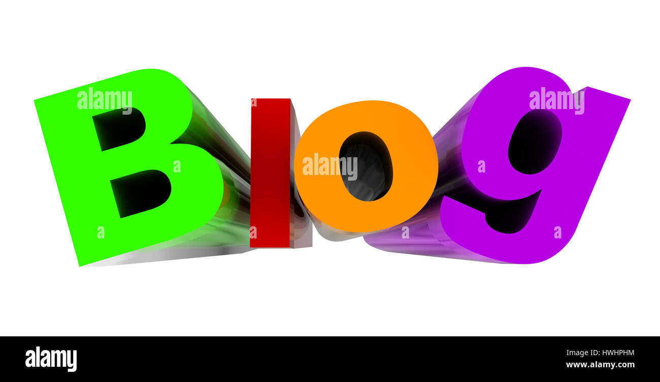 3d illustration of colorful text 'blog' isolated over white background ...