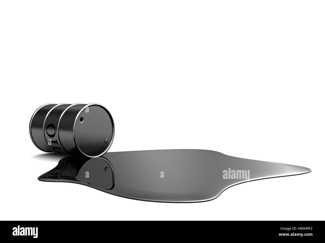 3d illustration of oil barrell and pool, over white background Stock ...