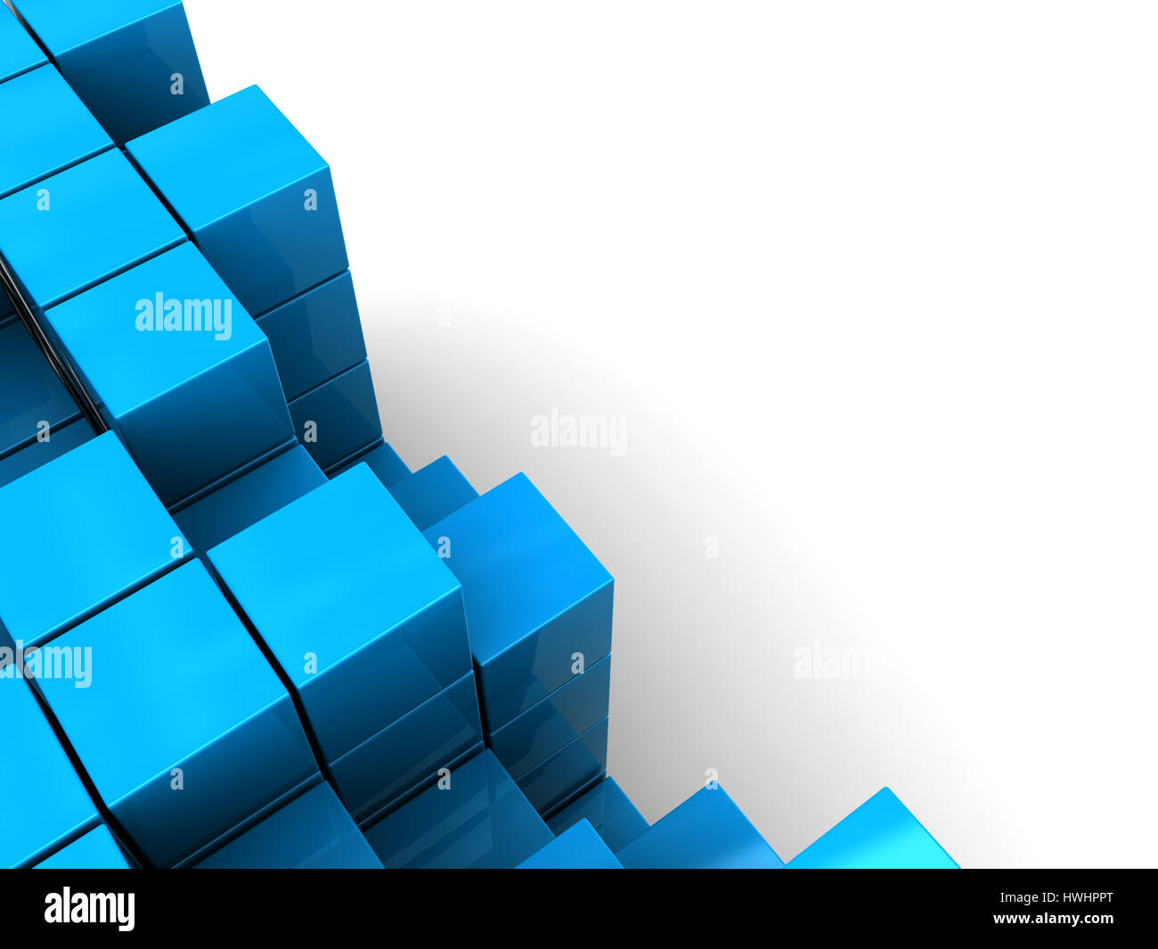 3d illustration of background with blue boxes at left side Stock Photo ...
