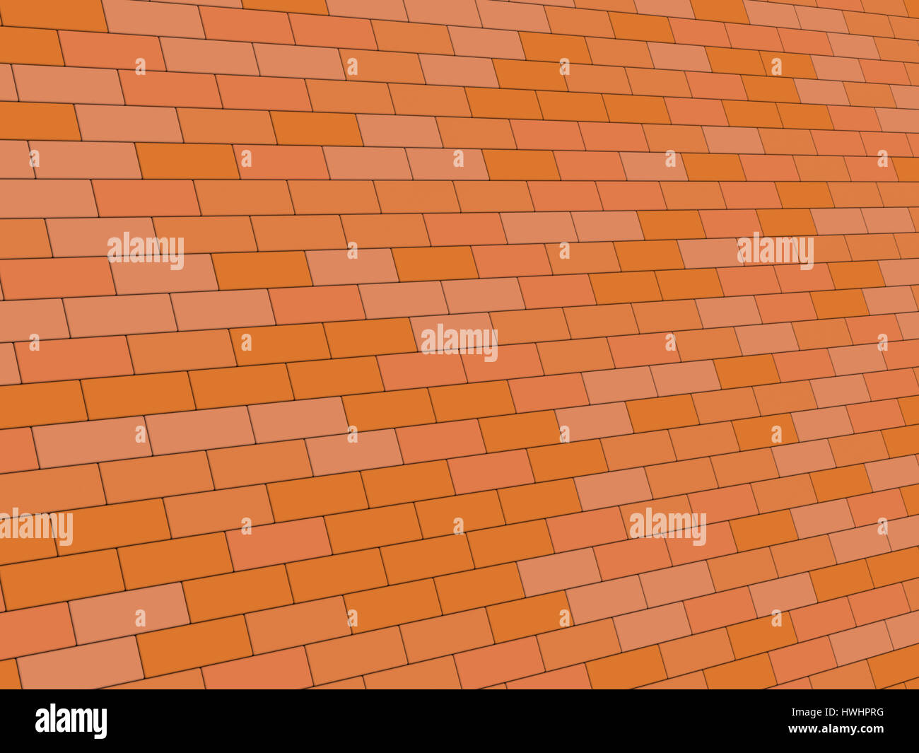 3d illustration of brick wall diagonal angle view Stock Photo - Alamy