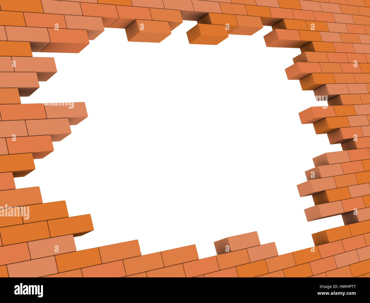 abstract 3d illustration of brick wall hole frame template Stock Photo ...
