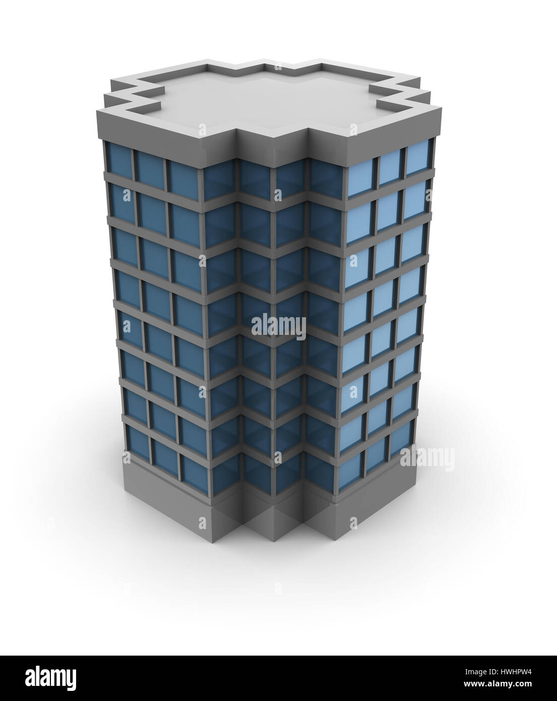 3d illustration of single office building over white background Stock ...