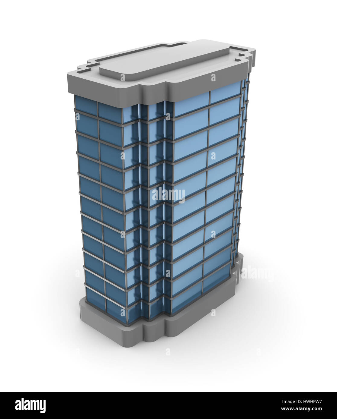 3d illustration of single city building over white background Stock ...