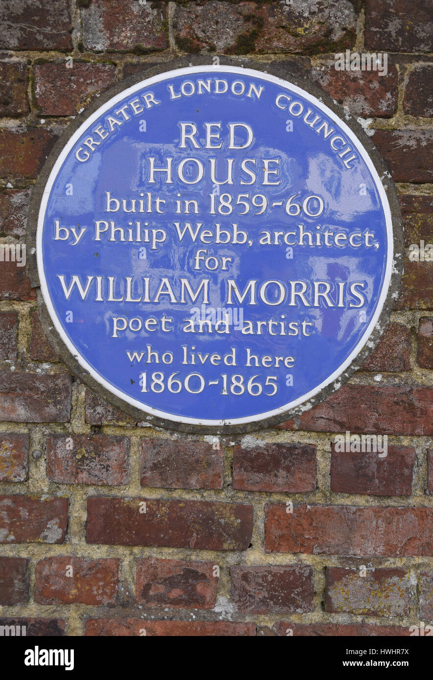 Blue Plaque. The Red House ,Bexleyheath, Kent. UK Stock Photo - Alamy