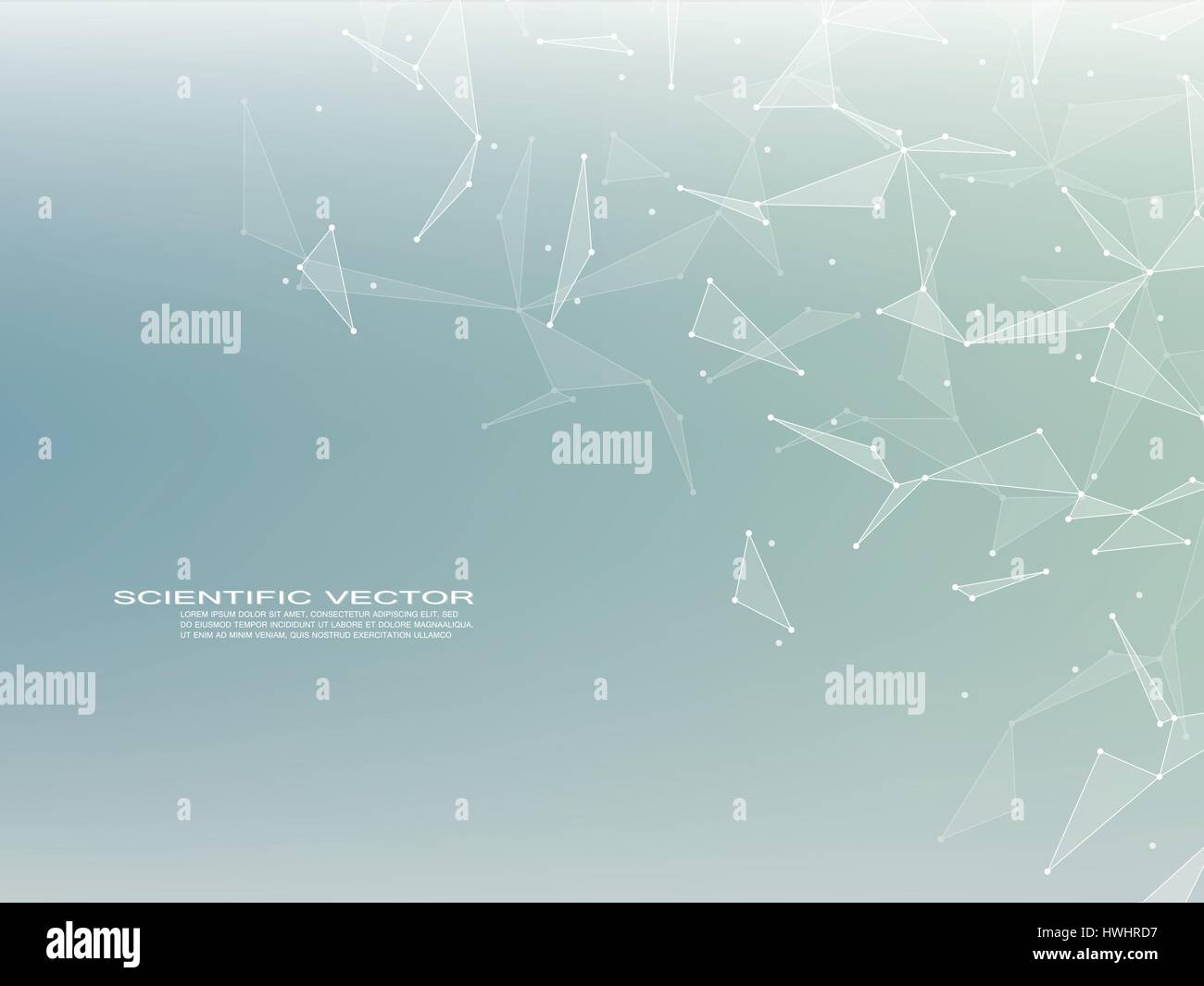 Structure of molecular particles and atom. Polygonal abstract ...