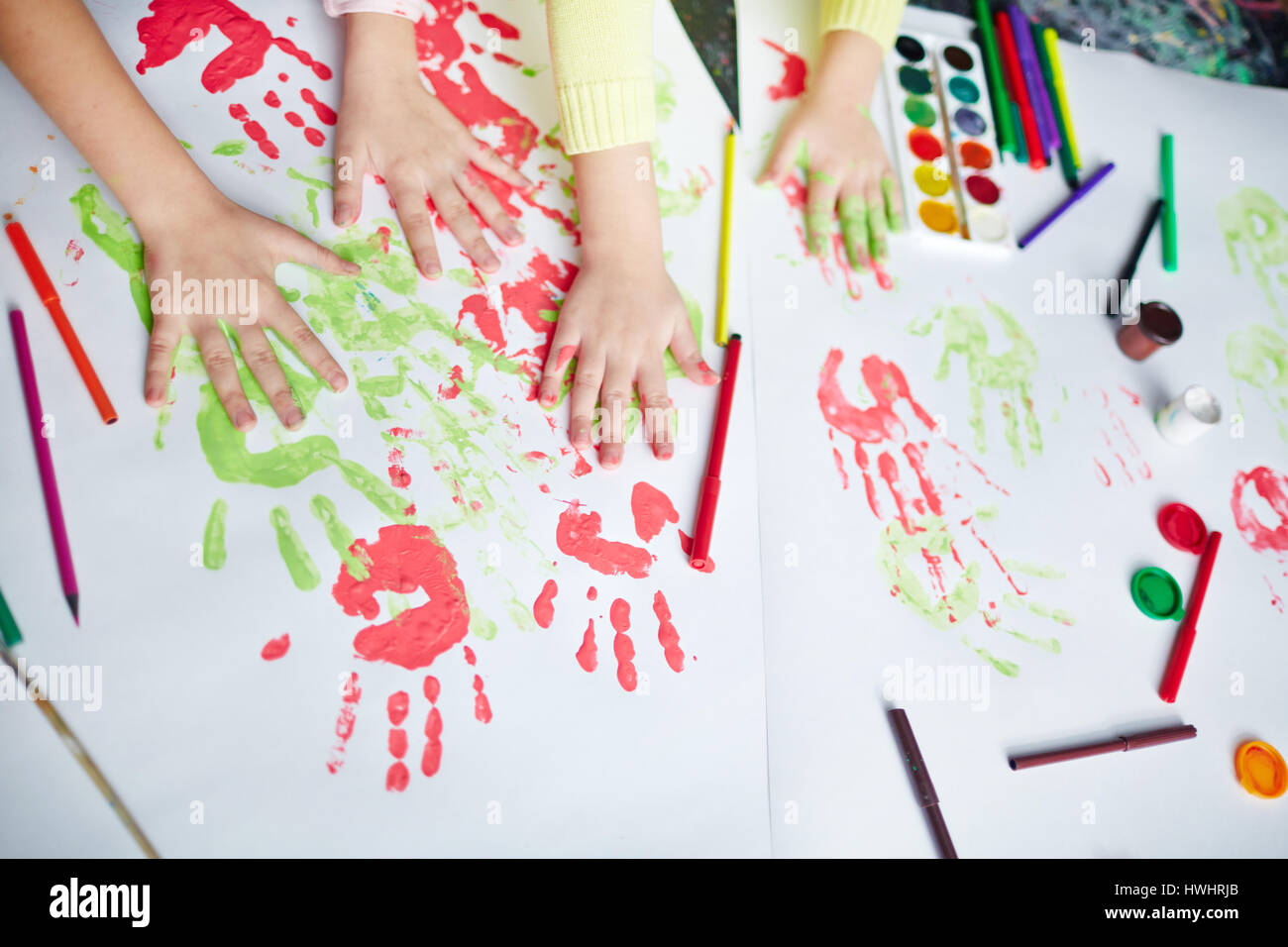 Hand prints children on paper hi-res stock photography and images - Alamy