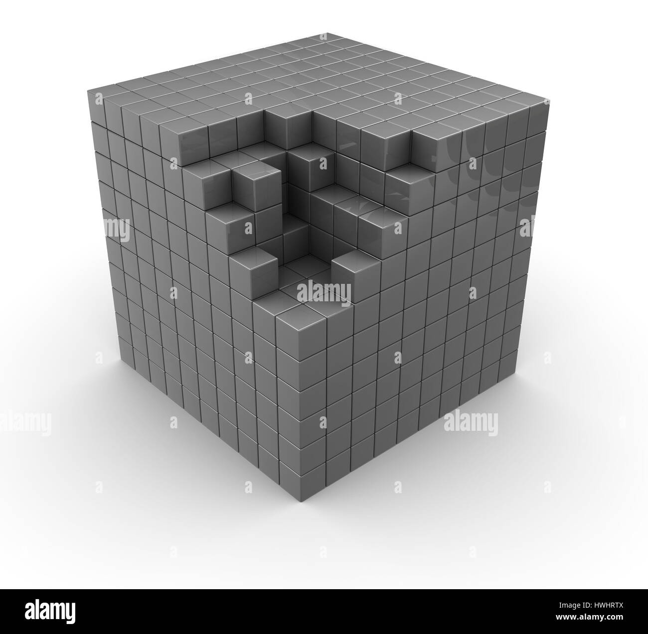 abstract 3d illustration of gray cube built with blocks Stock Photo - Alamy