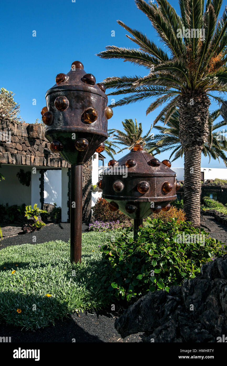 Lamps at Jameos del Agua, created by artist Cesar Manrique, Lanzarote ...