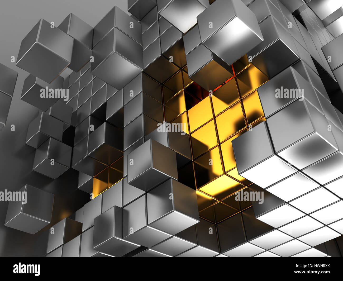 Abstract 3d illustration metal cubes hi-res stock photography and ...