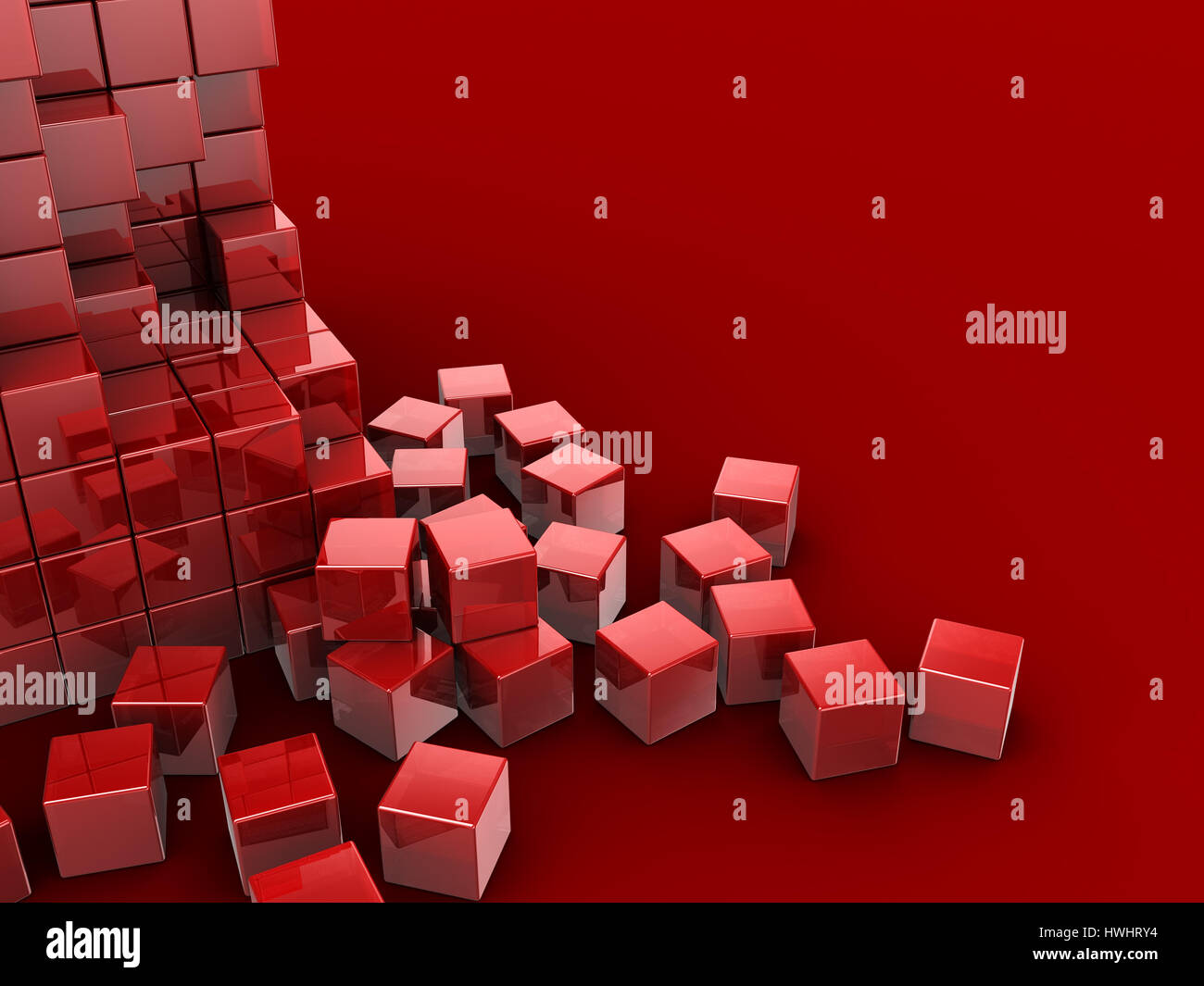 abstract 3d illustration of red cubes background Stock Photo - Alamy