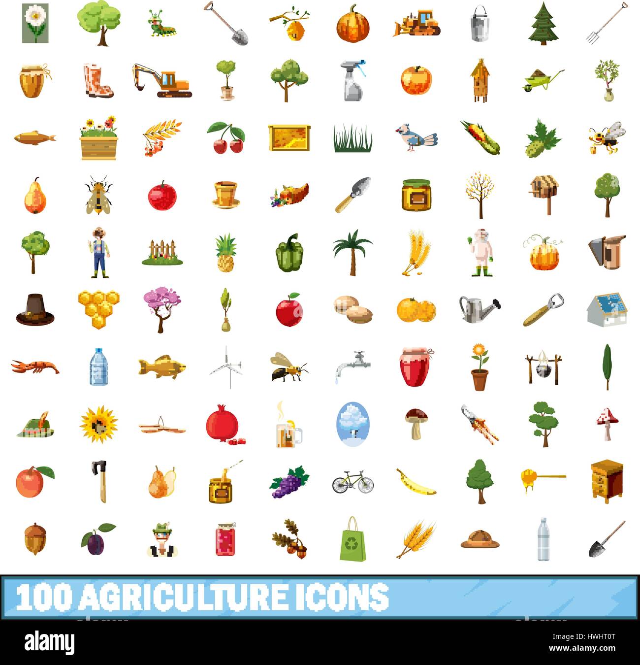 100 agriculture icons set, cartoon style Stock Vector Image & Art - Alamy