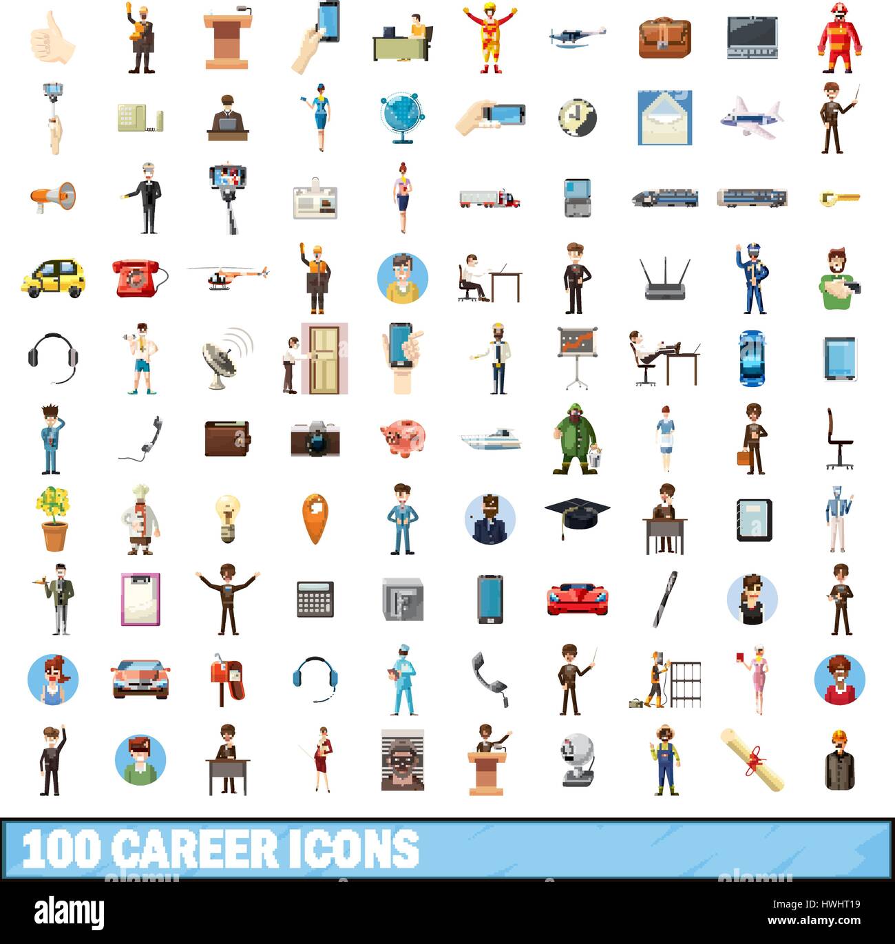 100 career icons set, cartoon style Stock Vector Image & Art - Alamy
