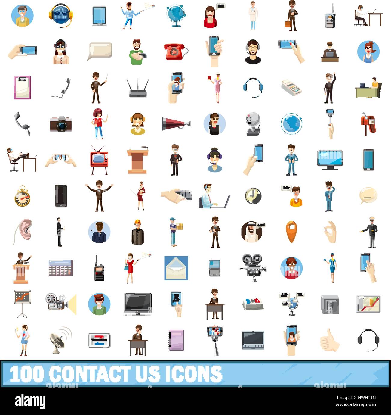 100 contact us icons set, cartoon style Stock Vector Image & Art - Alamy