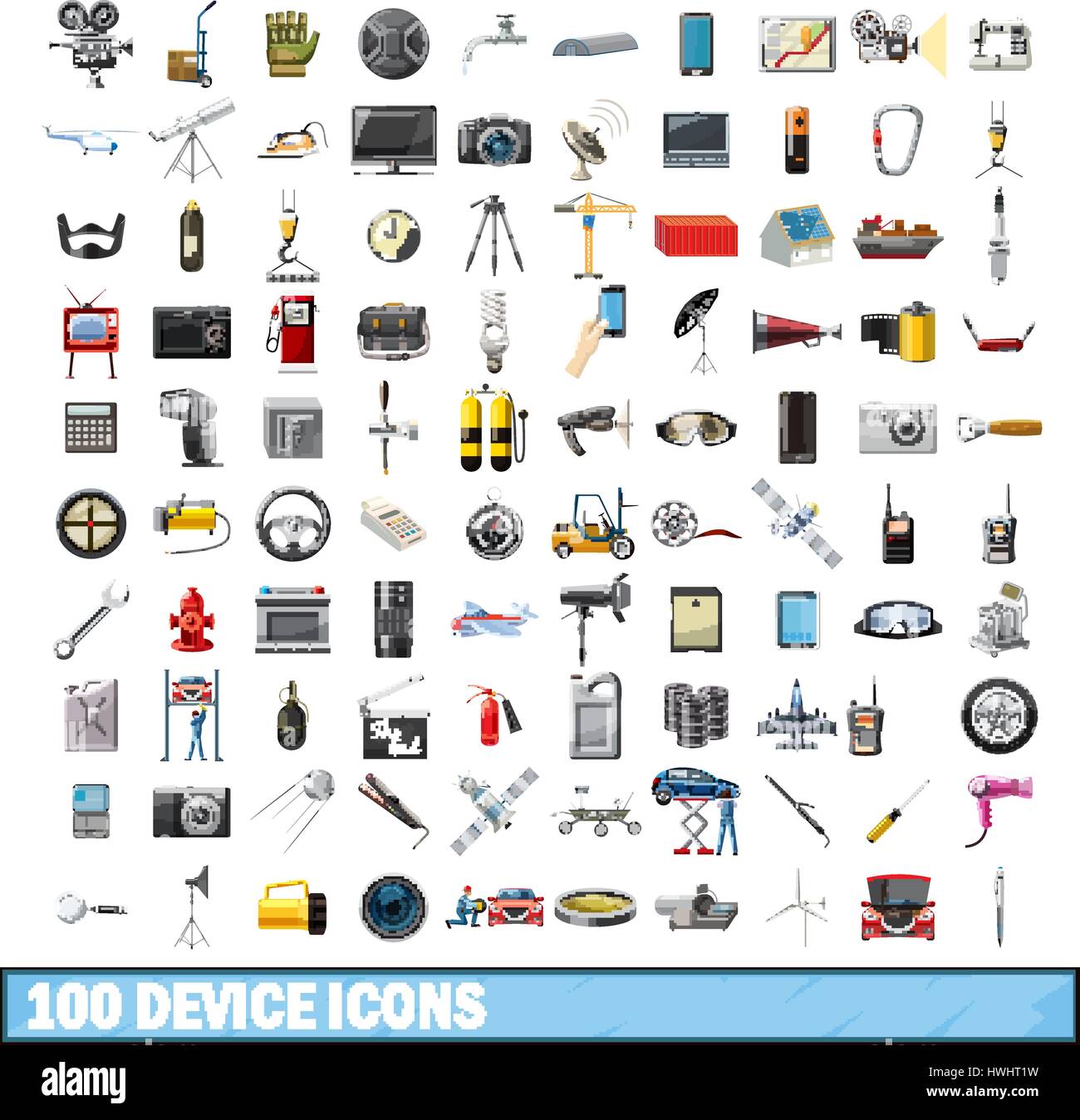 100 device icons set, cartoon style Stock Vector Image & Art - Alamy