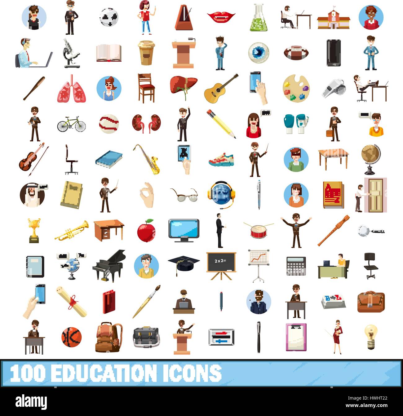 100 education icons set, cartoon style Stock Vector Image & Art - Alamy