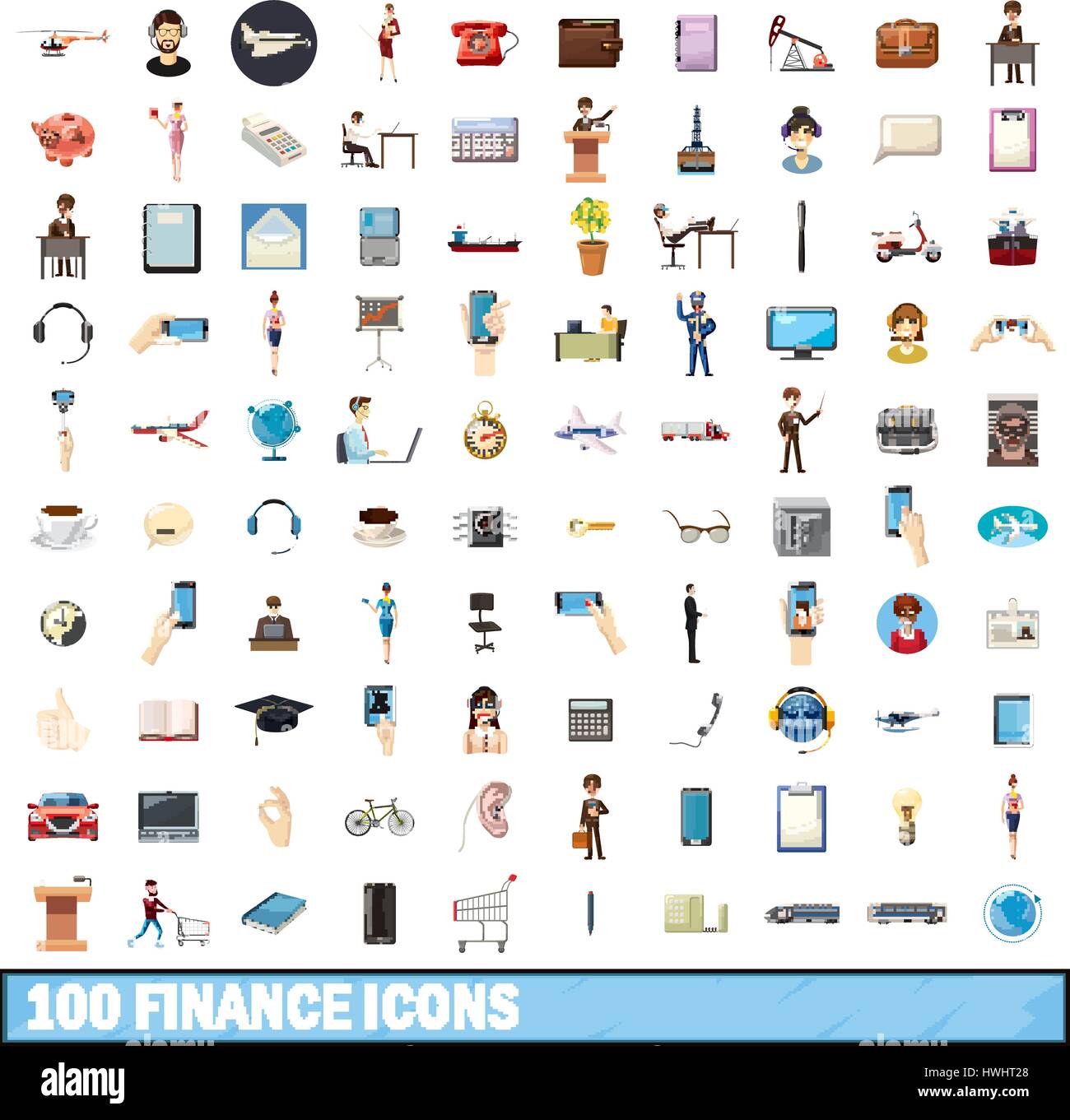 100 finance icons set, cartoon style Stock Vector Image & Art - Alamy
