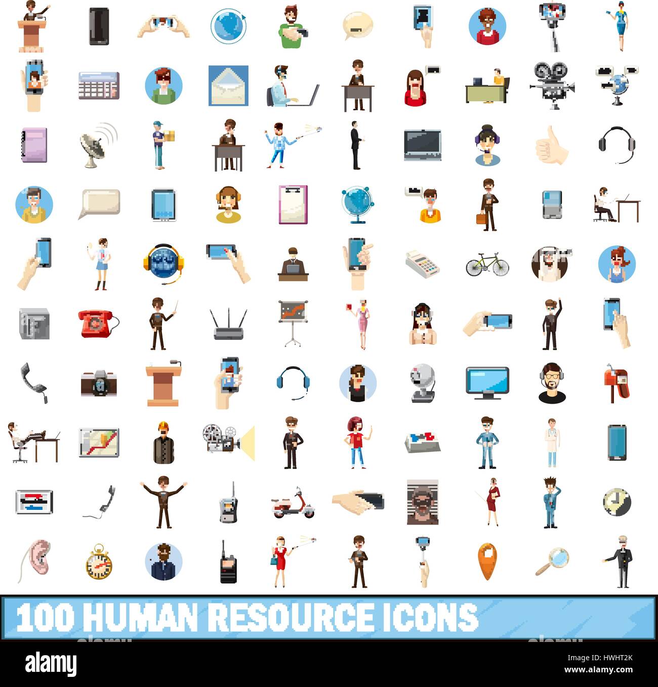 100 human resource icons set, cartoon style Stock Vector Image & Art ...