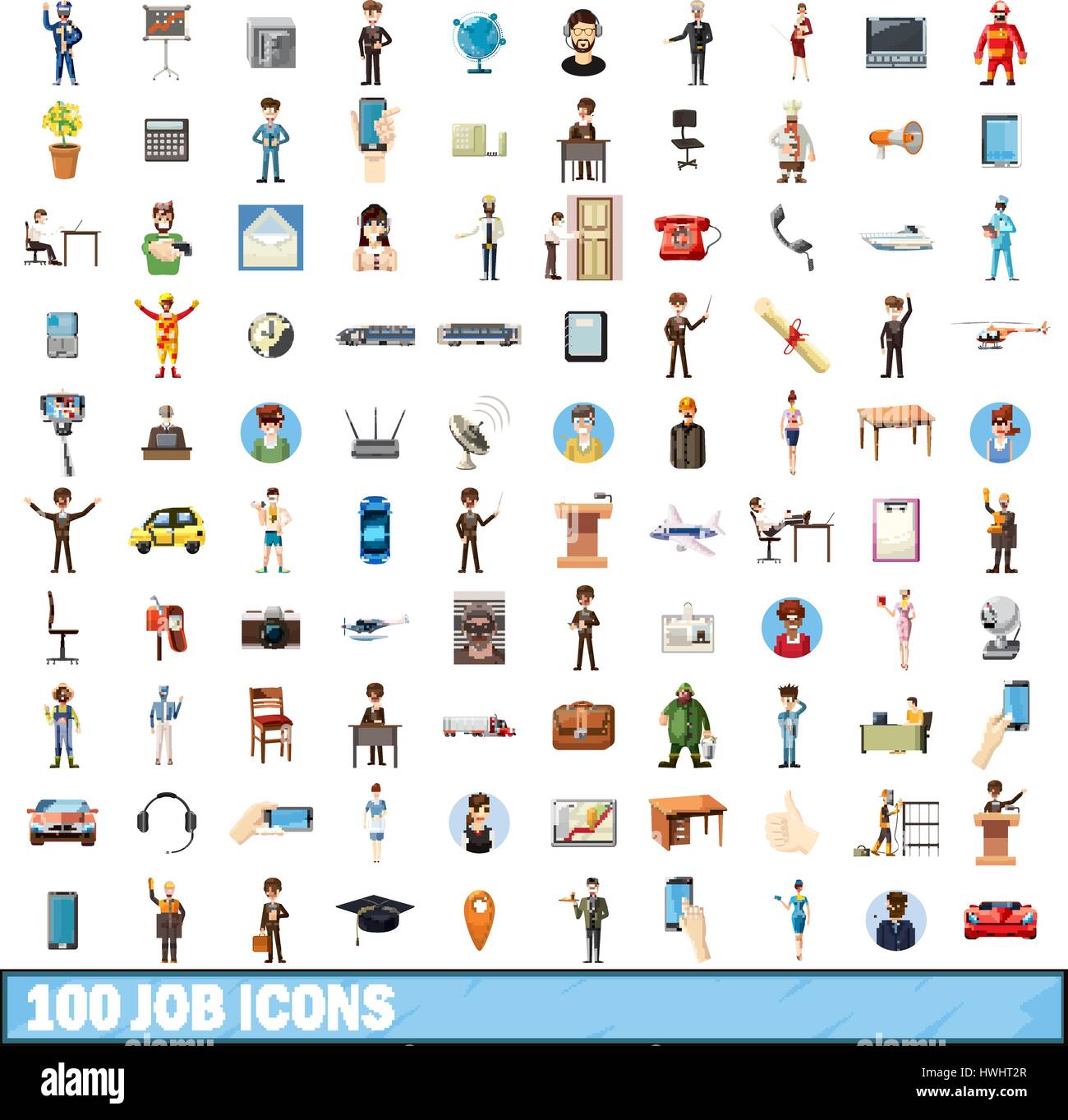 100 job icons set, cartoon style Stock Vector Image & Art - Alamy
