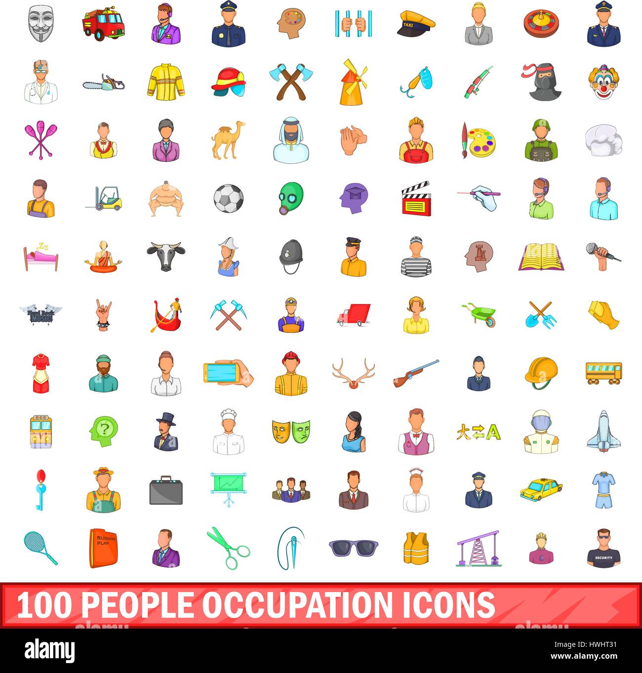 100 people occupation icons set, cartoon style Stock Vector Image & Art ...