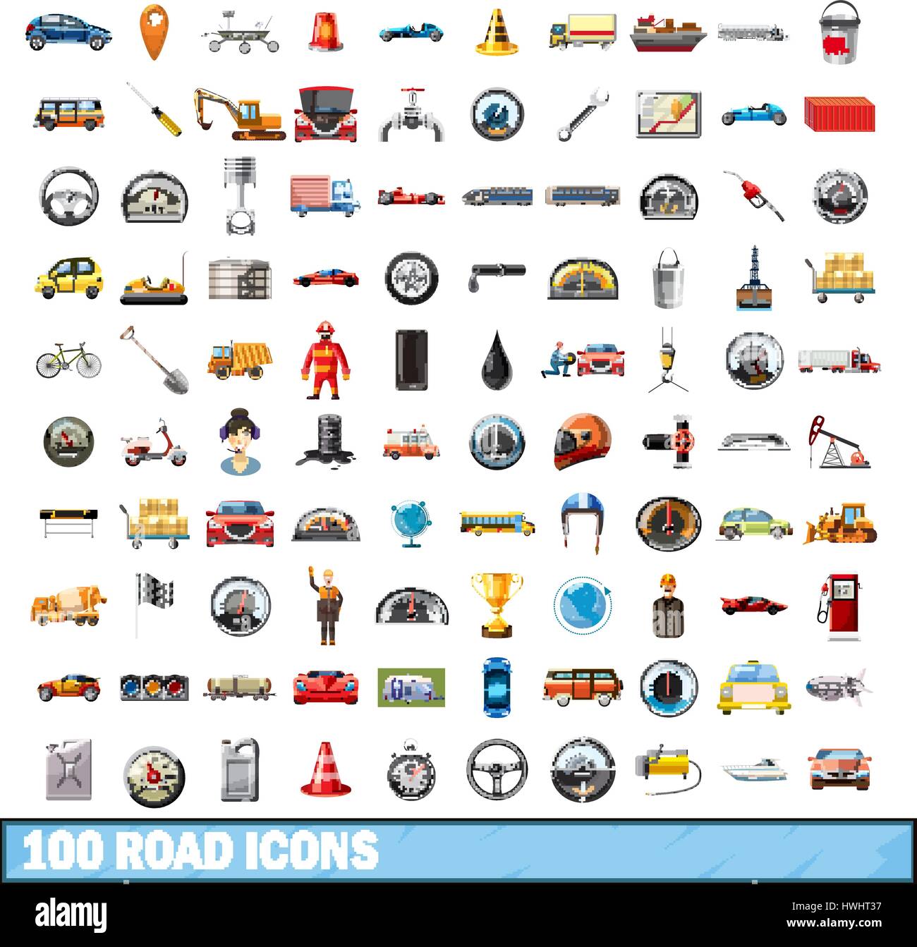 100 road icons set, cartoon style Stock Vector Image & Art - Alamy
