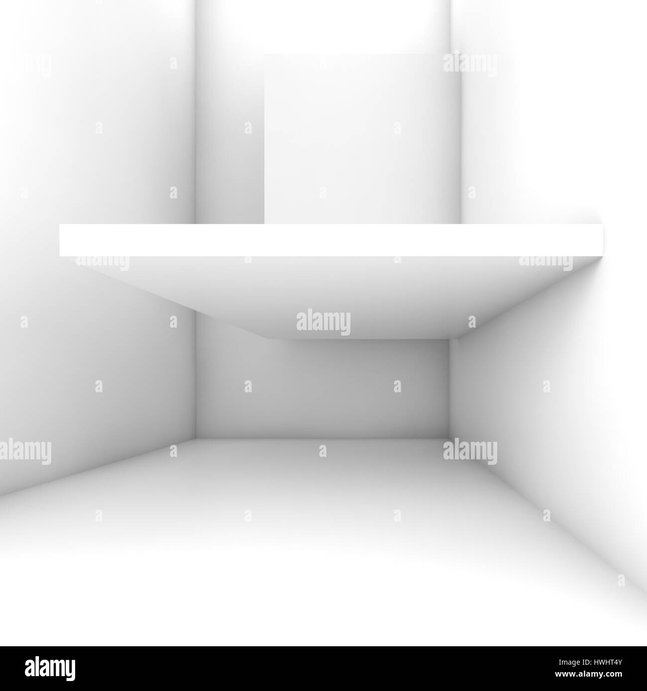 Abstract white empty interior, contemporary minimal design. Square 3d ...