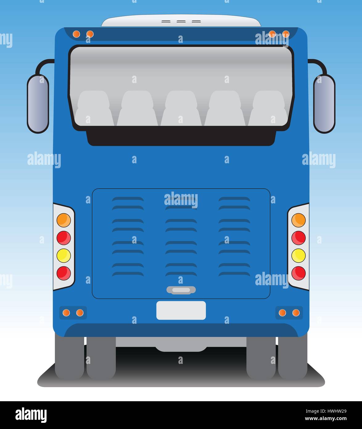 Back view of Tourist bus on blue sky background Stock Vector Image ...