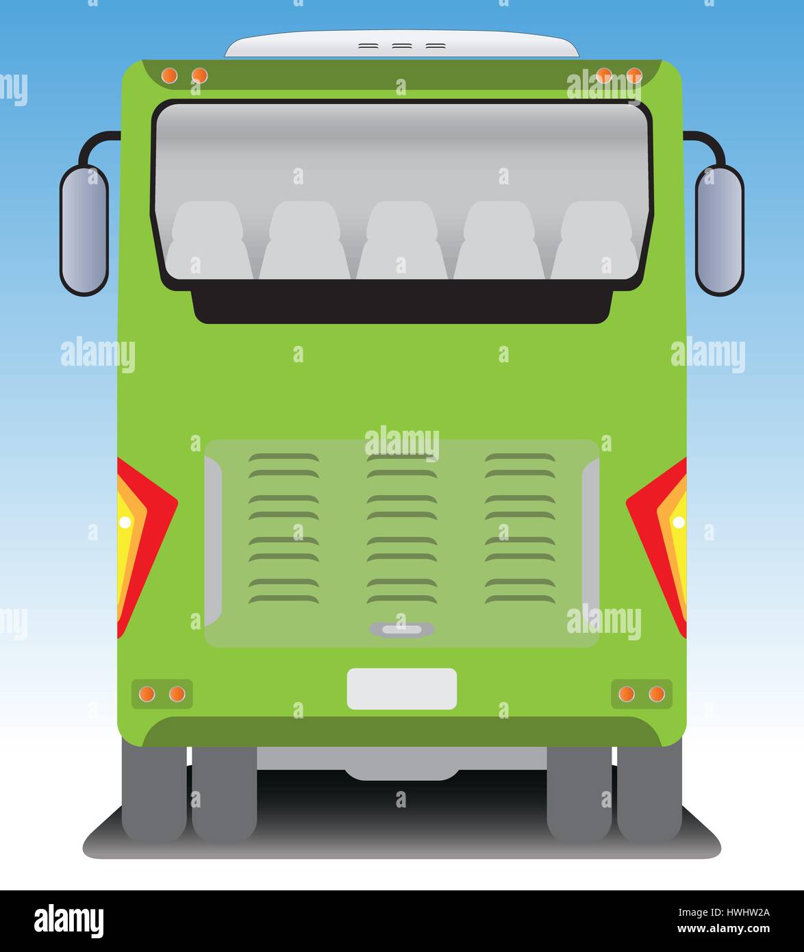 Back view of Tourist bus on blue sky background Stock Vector Image ...