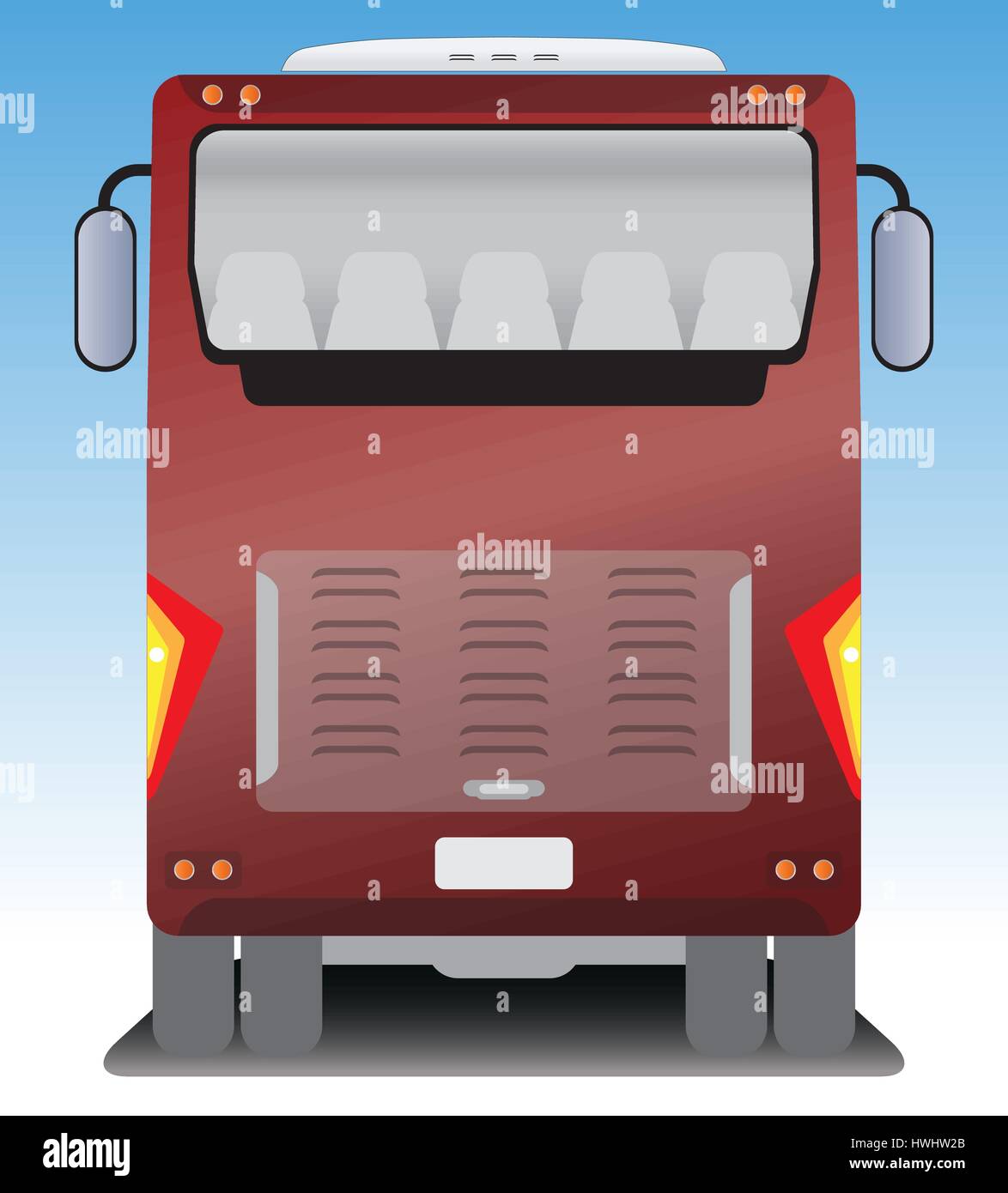 Back view of Tourist bus on blue sky background Stock Vector Image ...