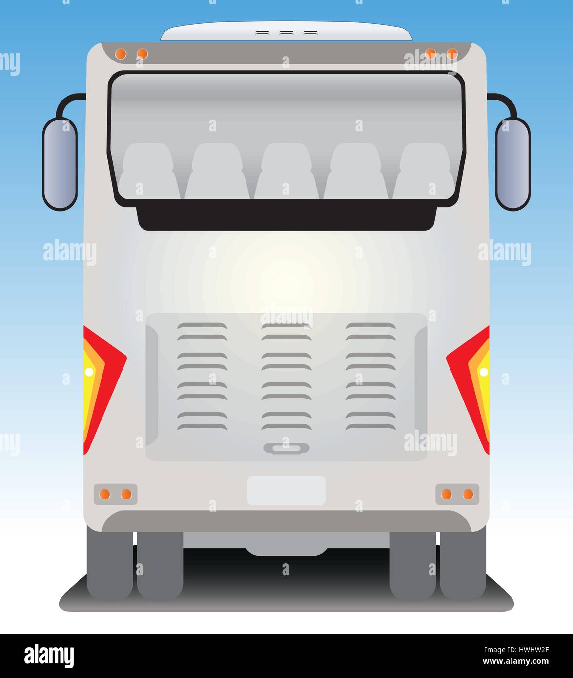 Back view of Tourist bus on blue sky background Stock Vector Image ...