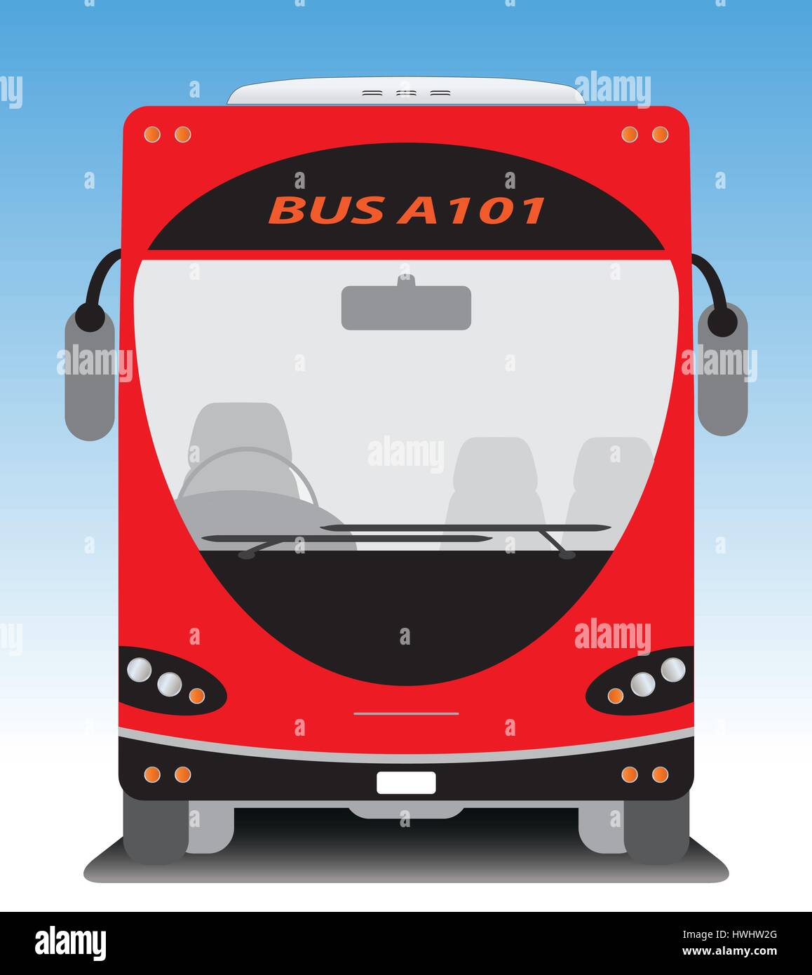 Front view of Tourist bus on blue sky background Stock Vector Image ...