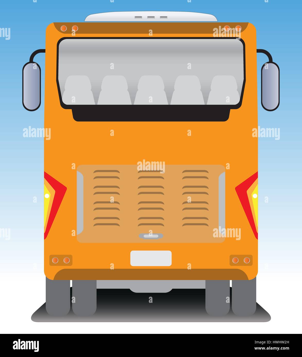 Back view of Tourist bus on blue sky background Stock Vector Image ...