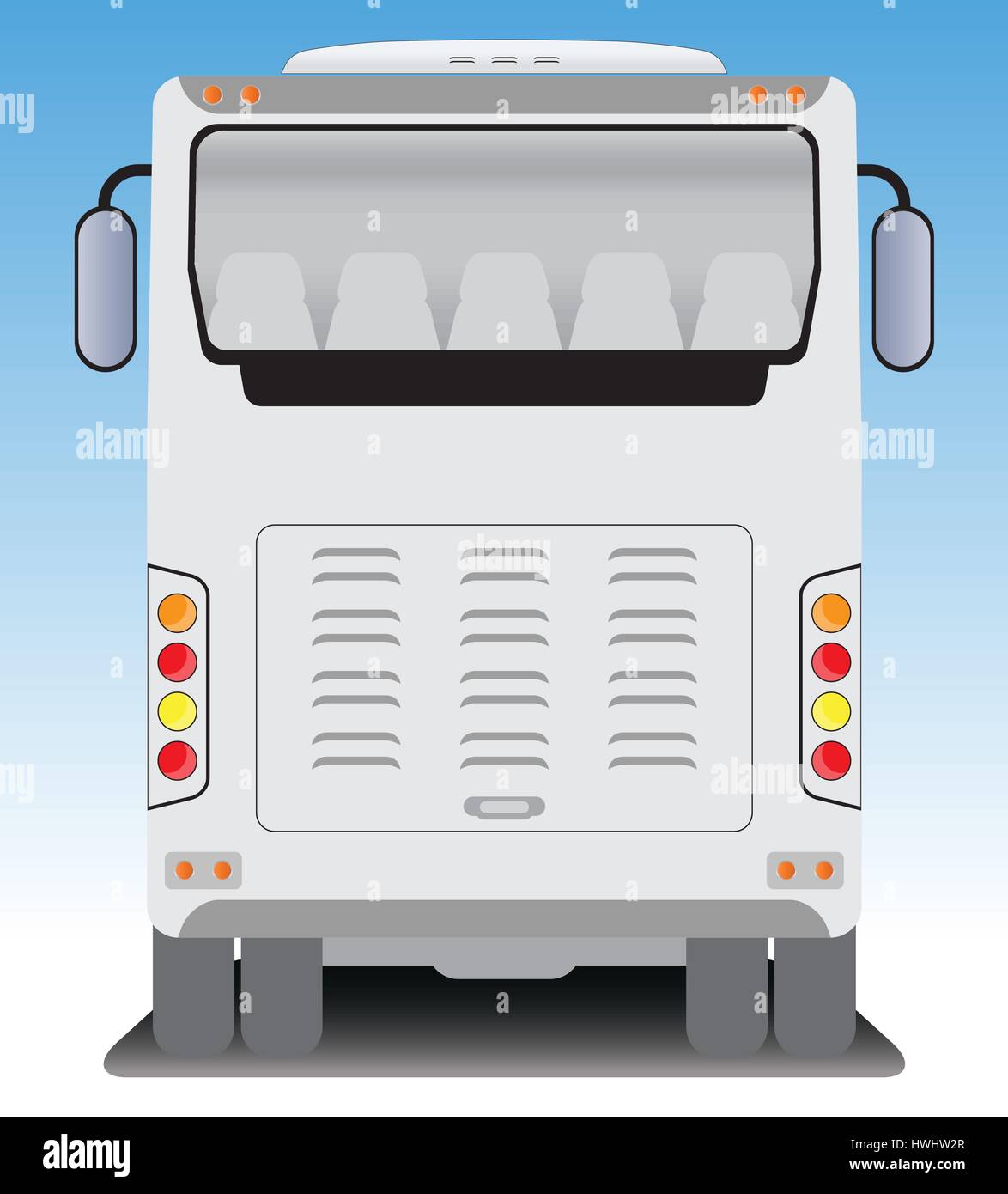 Back view of Tourist bus on blue sky background Stock Vector Image ...