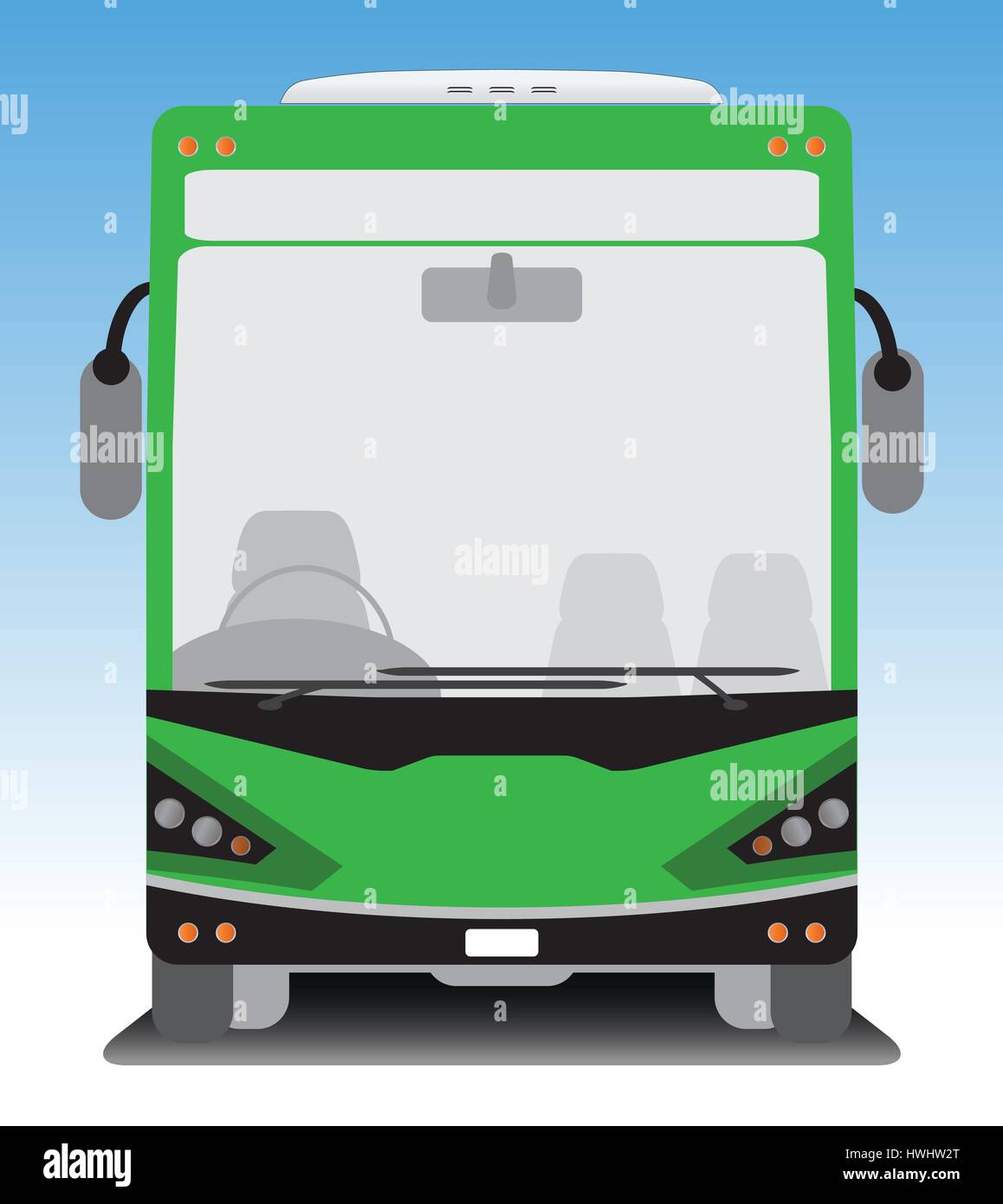 Front view of Tourist bus on blue sky background Stock Vector Image ...