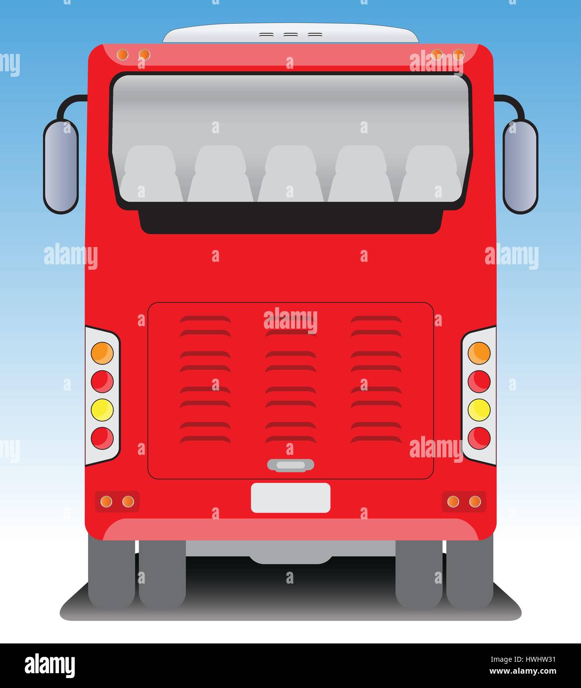 Back view of Tourist bus on blue sky background Stock Vector Image ...