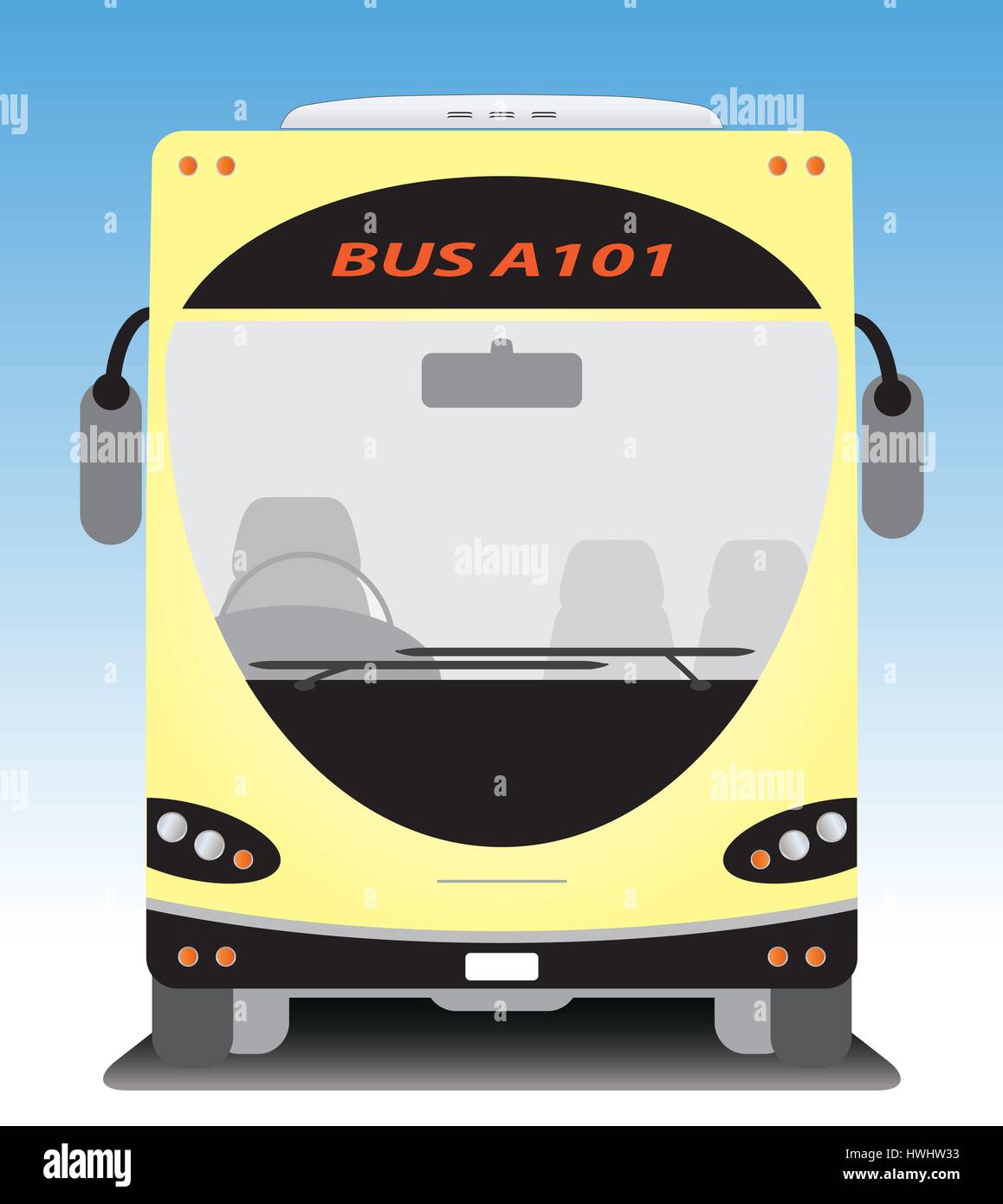 Front view of Tourist bus on blue sky background Stock Vector Image ...