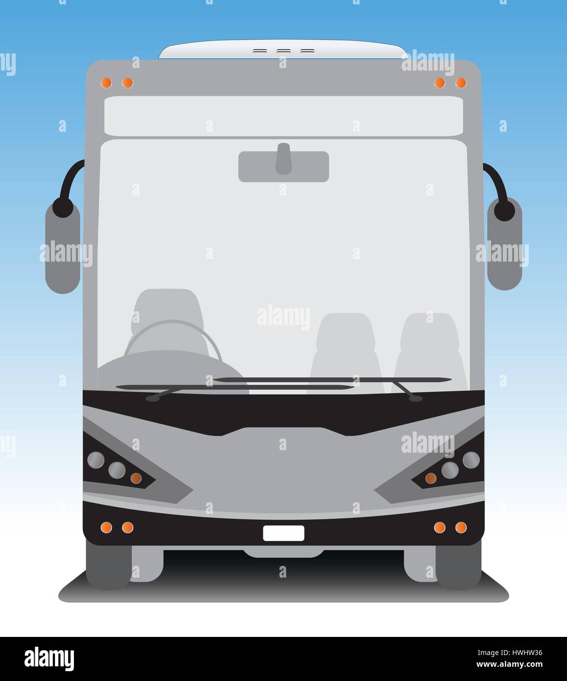 Front view of Tourist bus on blue sky background Stock Vector Image ...