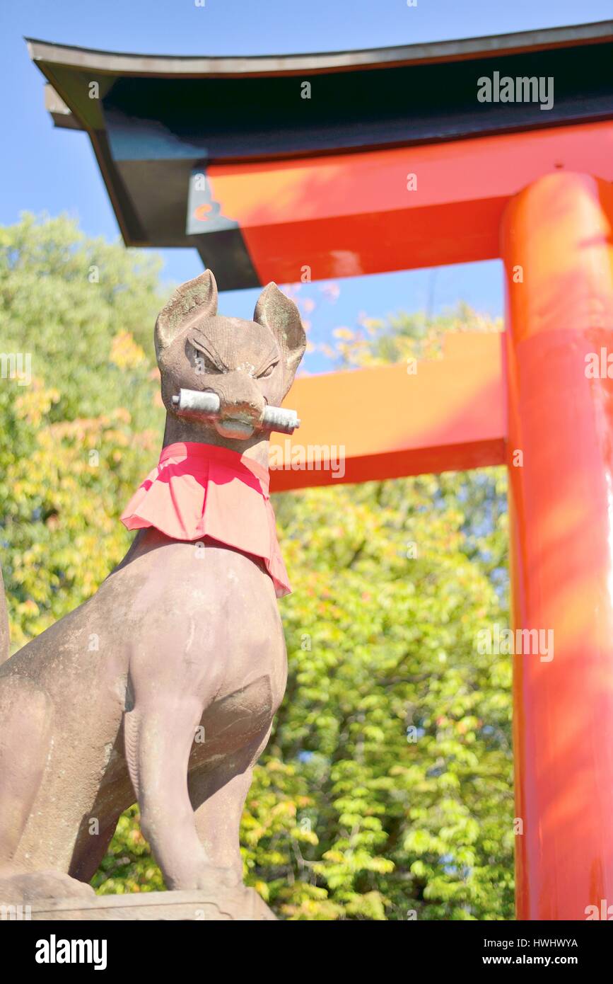 Stone fox sculpture fushimi inari taisha hi-res stock photography and ...