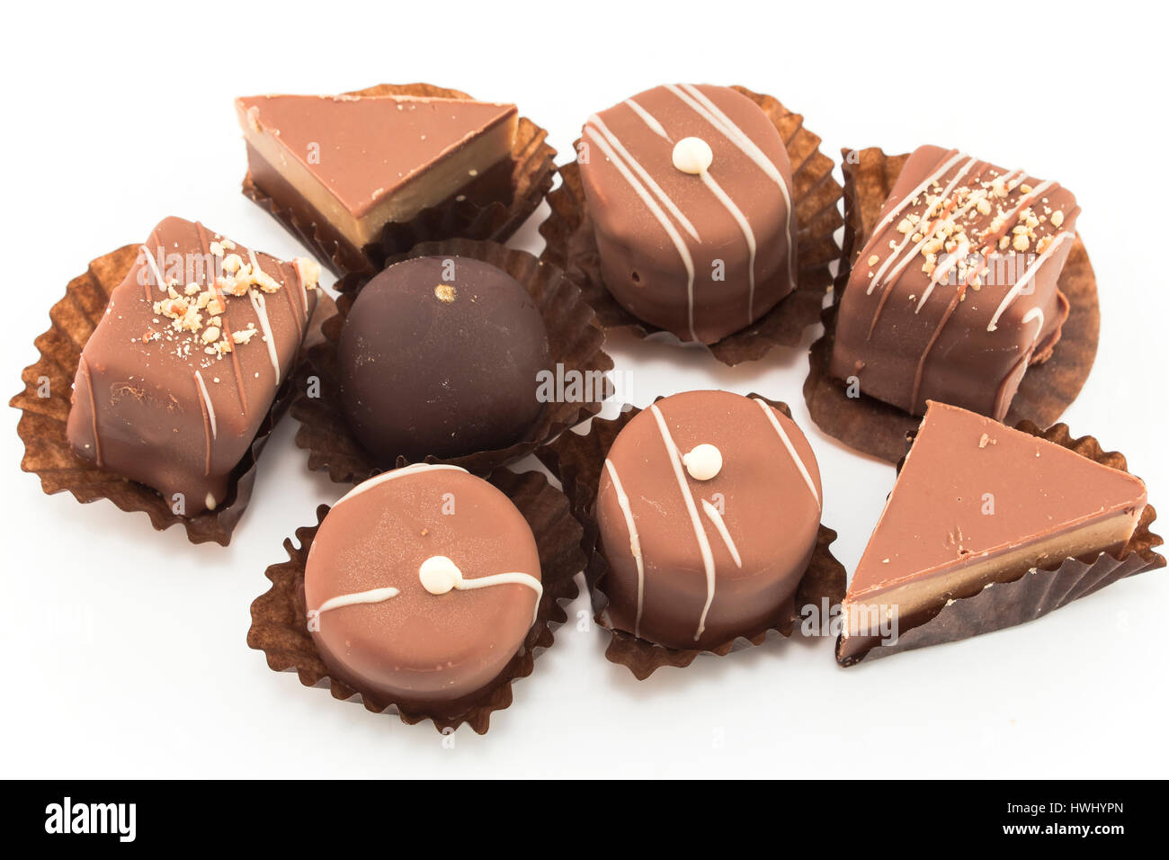 Handmade Chocolate Pralines on White Background Stock Photo - Alamy