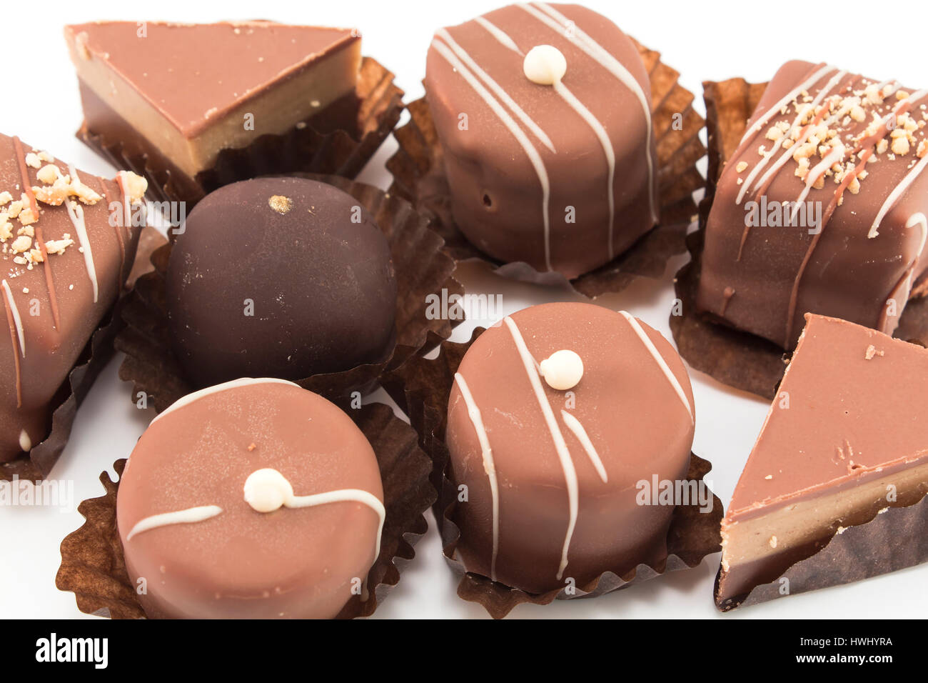 Handmade Chocolate Pralines on White Background Stock Photo - Alamy