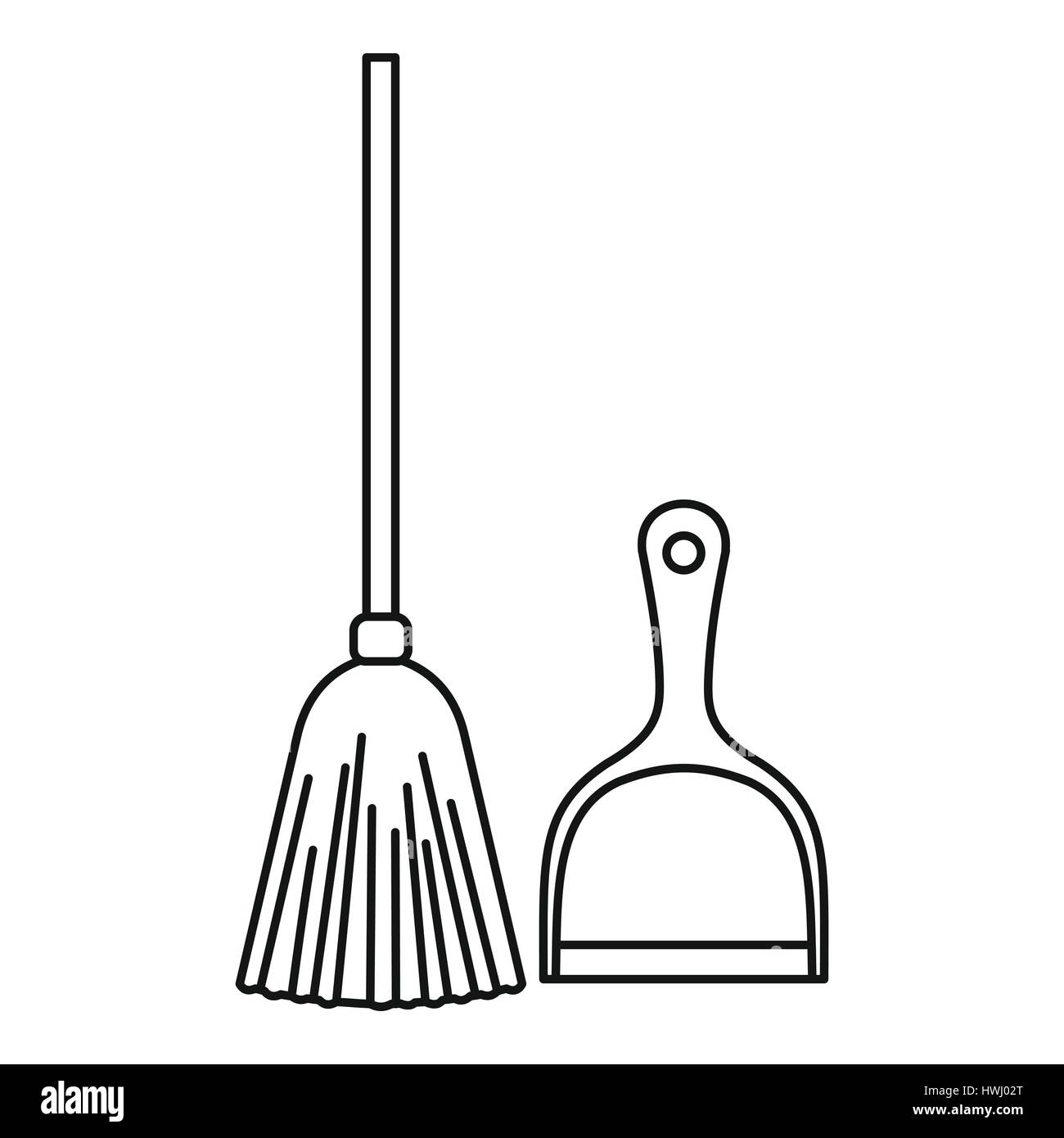 Broom and dustpan icon, outline style Stock Vector Image & Art - Alamy