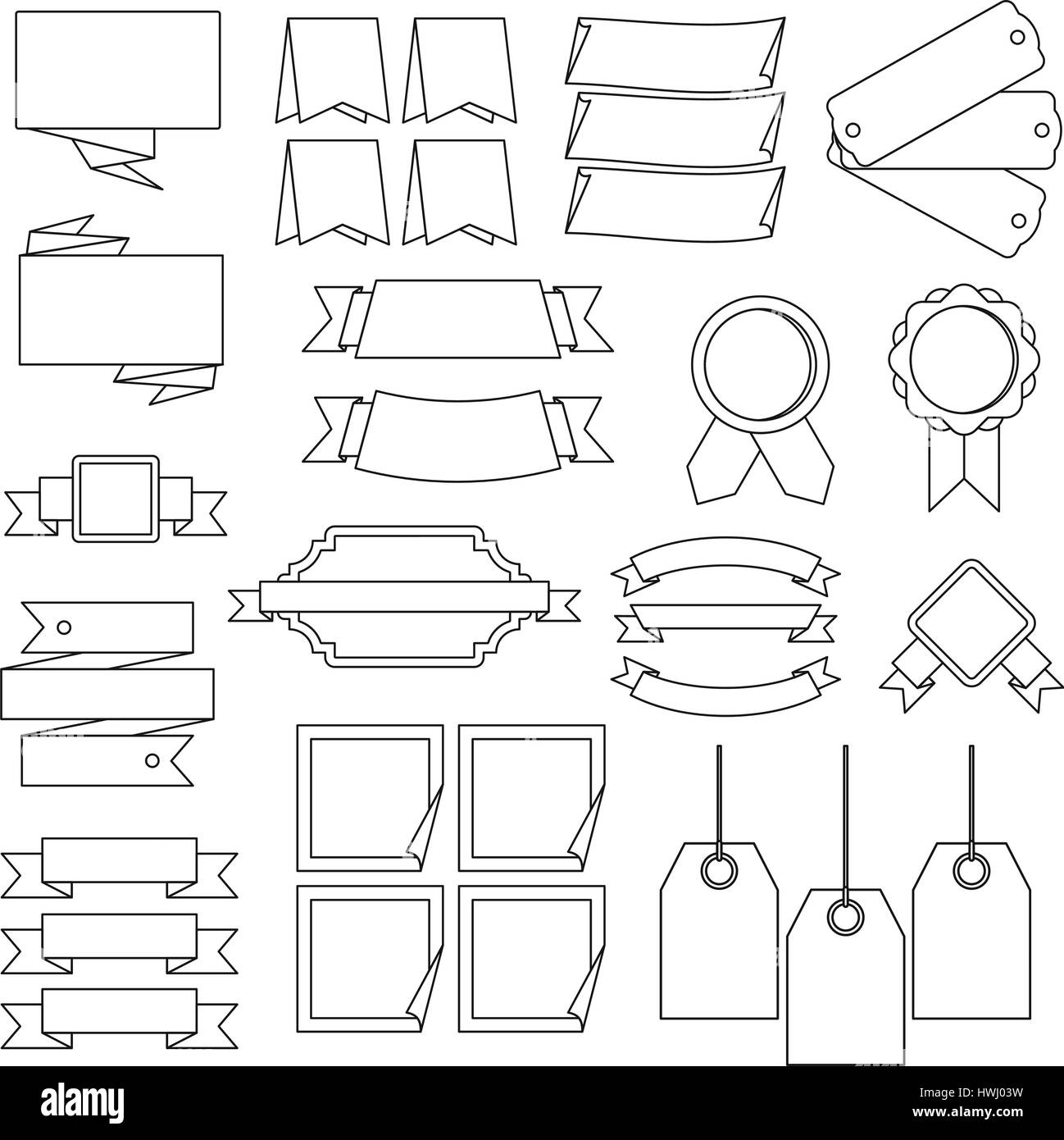 Different colorful labels icons set, outline style Stock Vector Image ...