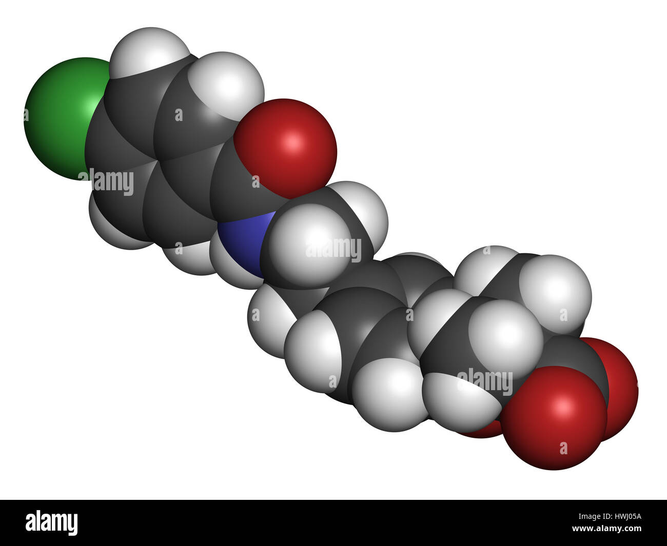 Bezafibrate hyperlipidemia drug molecule (fibrate class). 3D rendering ...