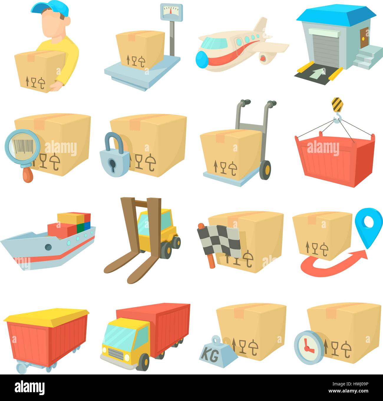 Cargo logistics icons set, cartoon style Stock Vector Image & Art - Alamy
