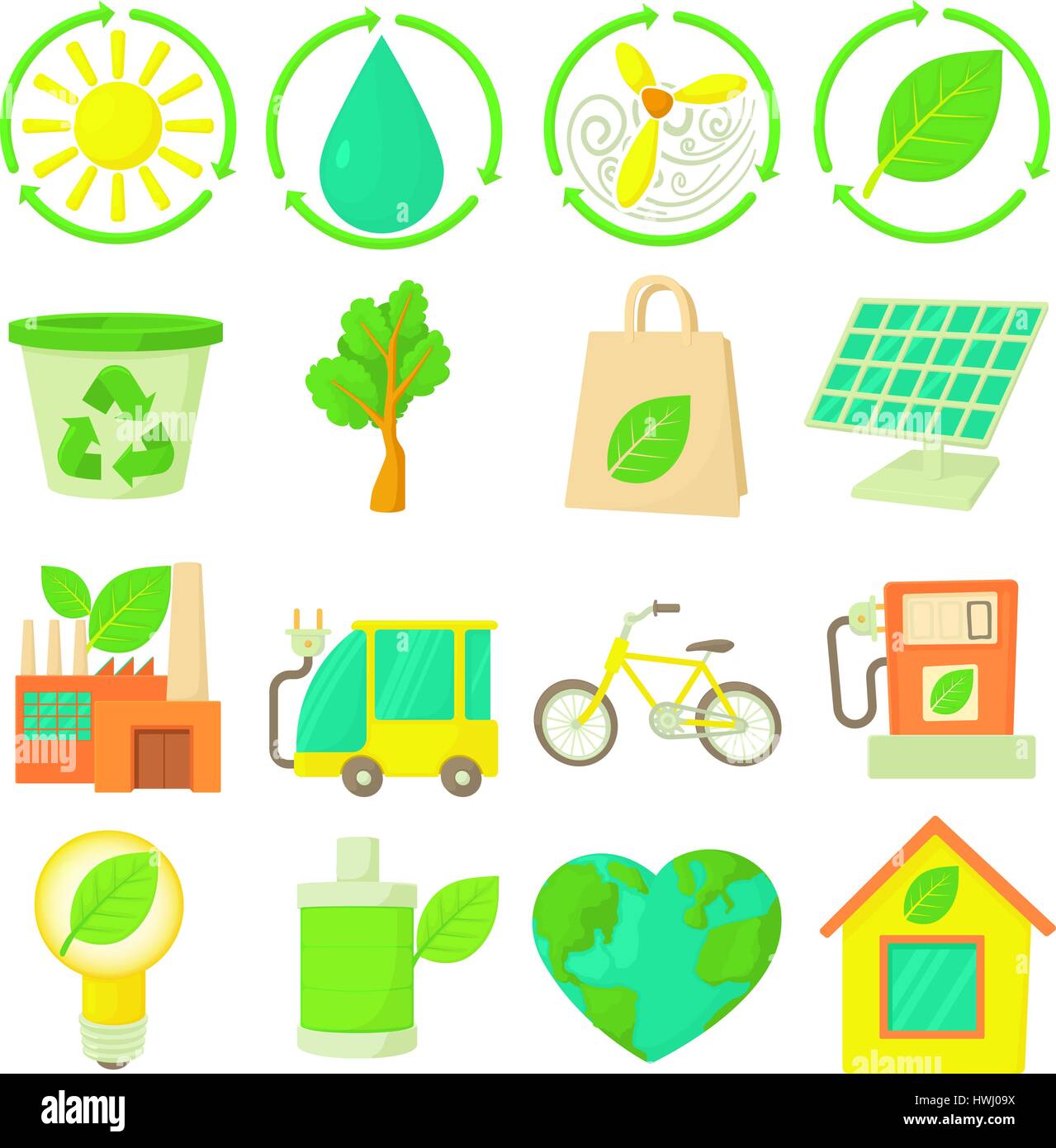 Ecology items icons set, cartoon style Stock Vector Image & Art - Alamy