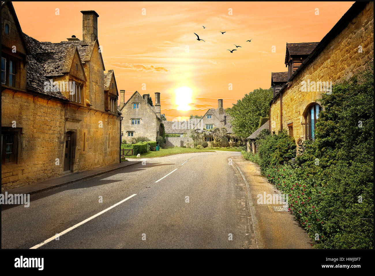 Old village scene hi-res stock photography and images - Alamy