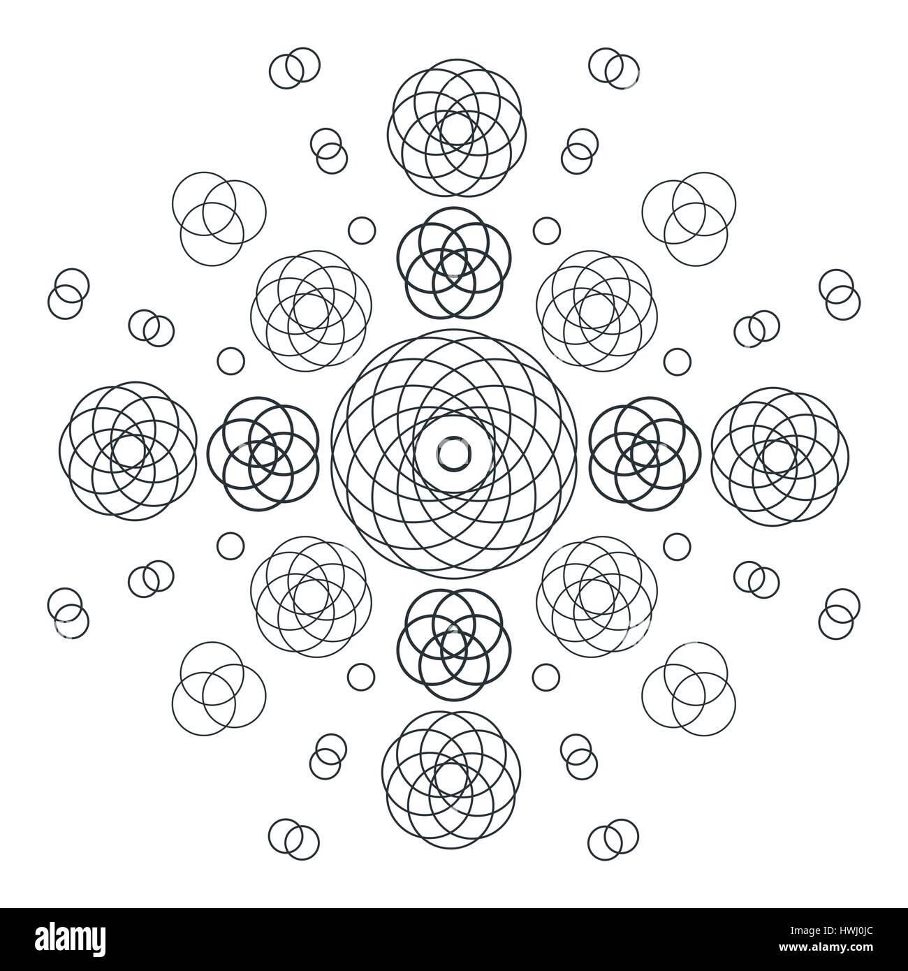 vector circles abstract sacred geometry decoration sign black color ...