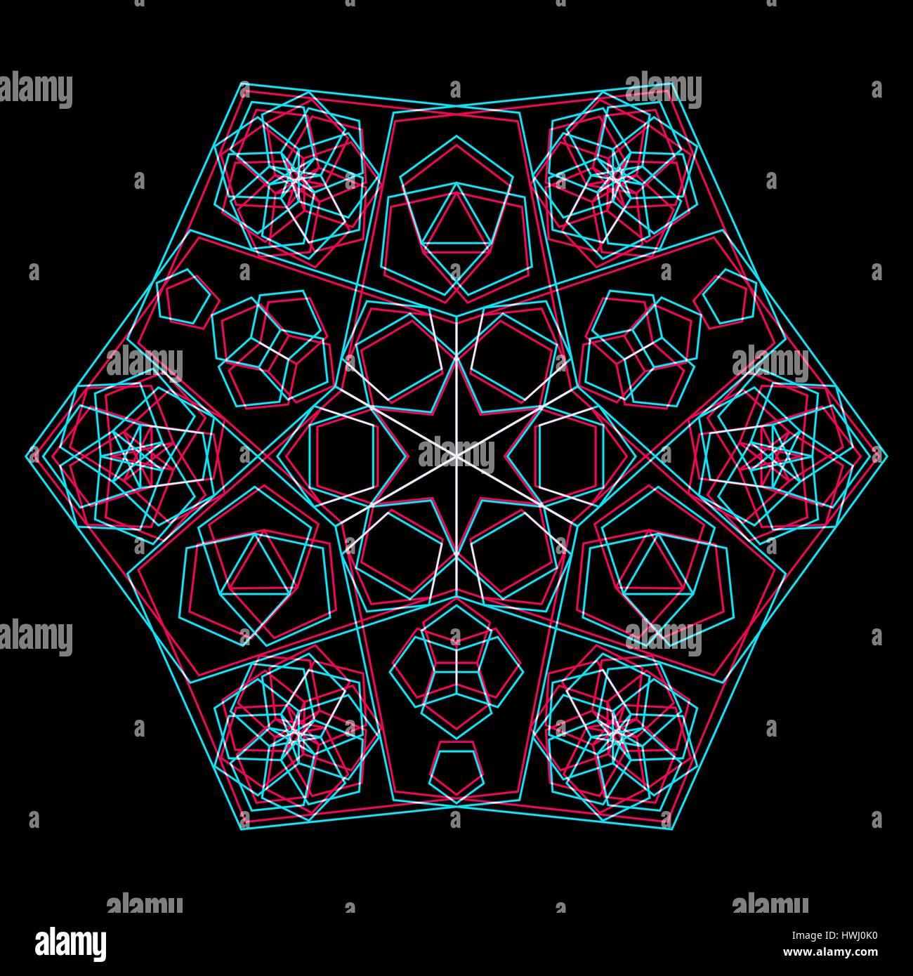 vector pentagon abstract sacred geometry decoration sign anaglif ...