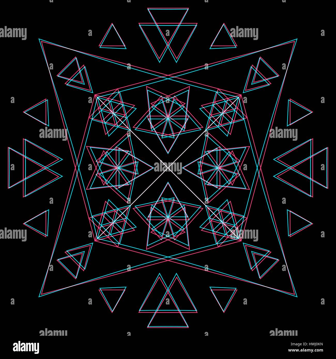 vector triangle abstract sacred geometry decoration sign anaglif ...