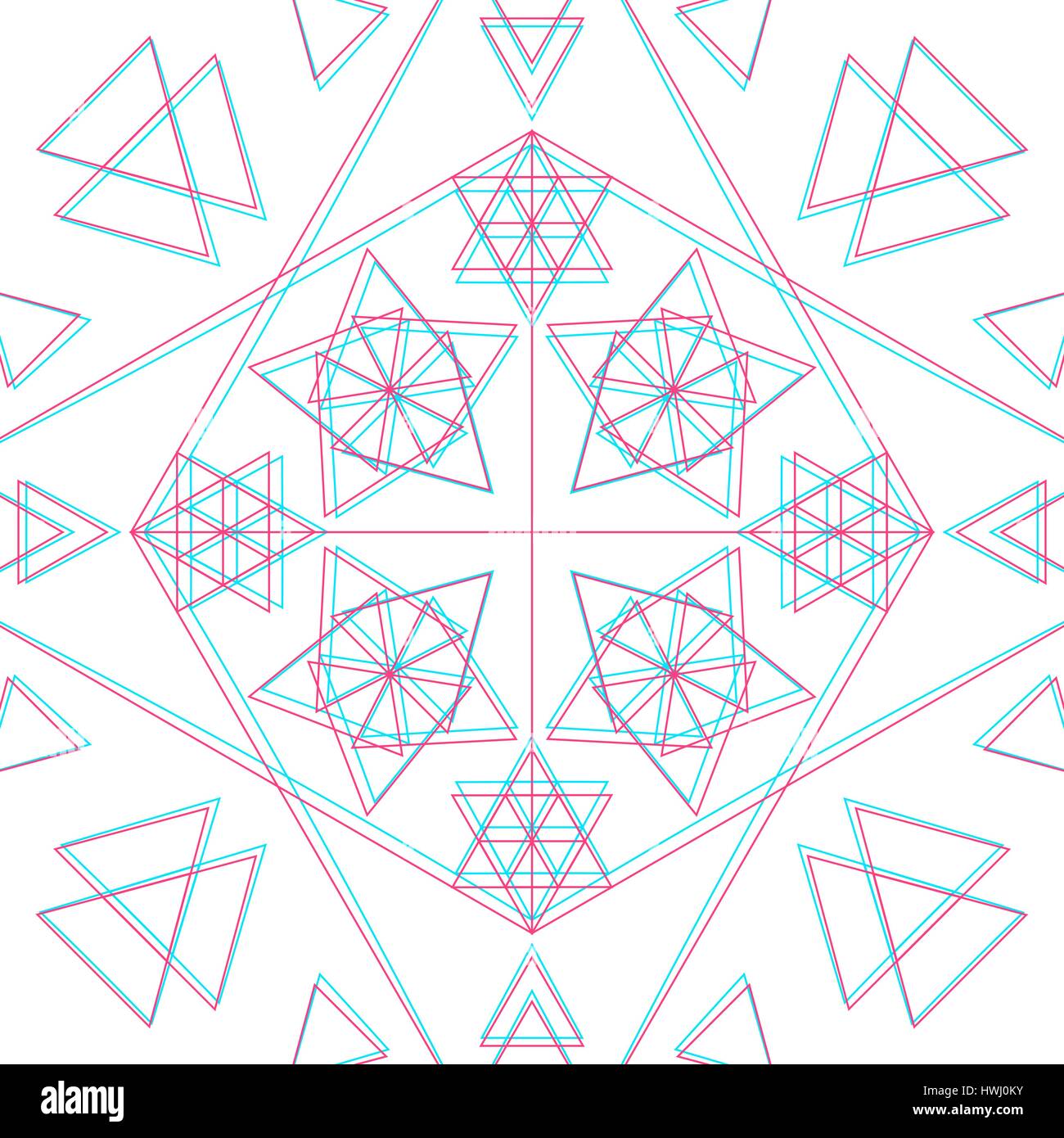 vector triangle abstract sacred geometry decoration sign anaglif ...