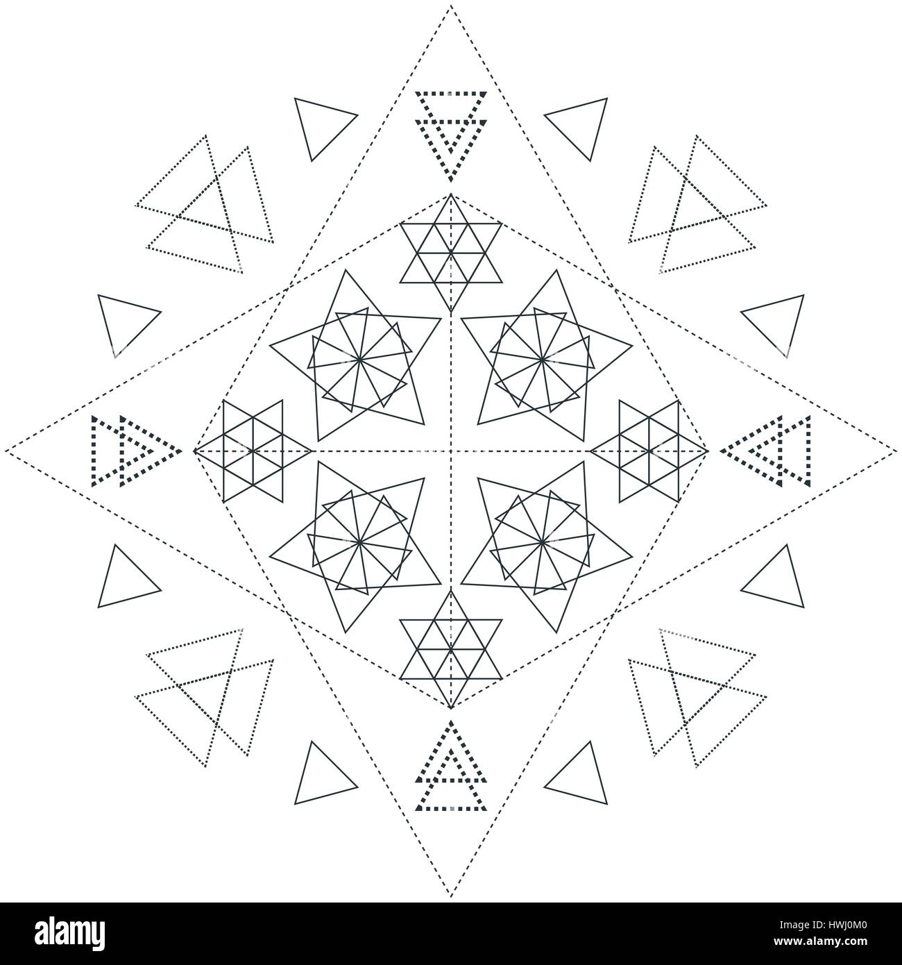 vector triangle abstract sacred geometry decoration sign black color ...